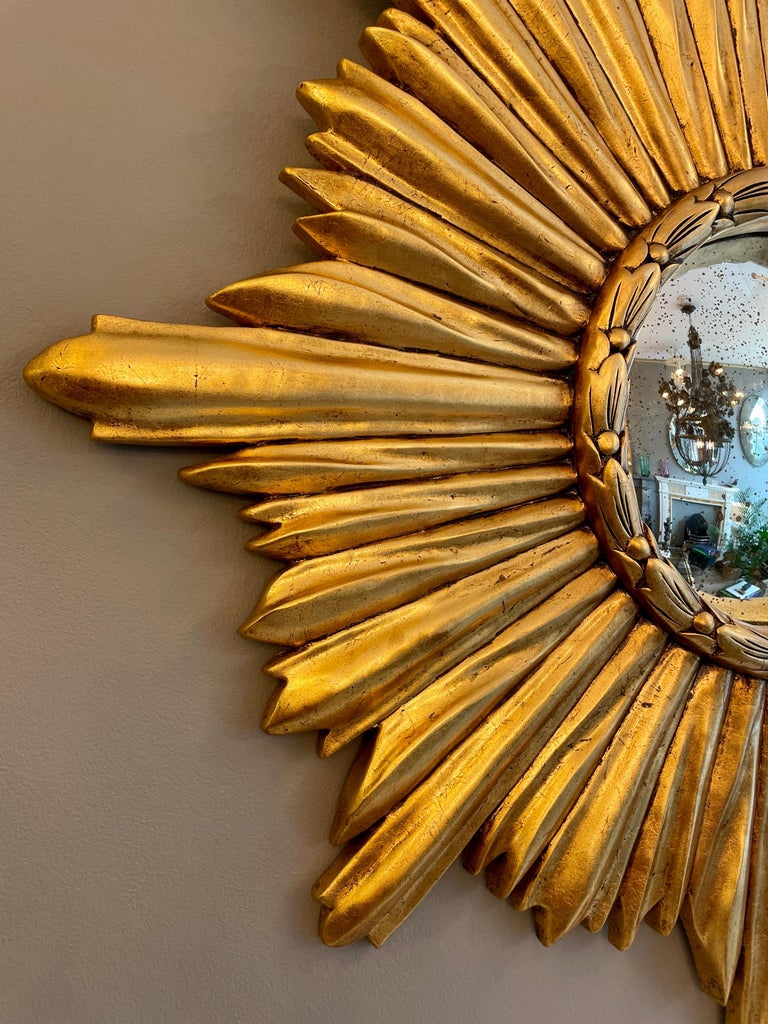 Gold Gilt Sunburst Mirror For Sale at 1stDibs