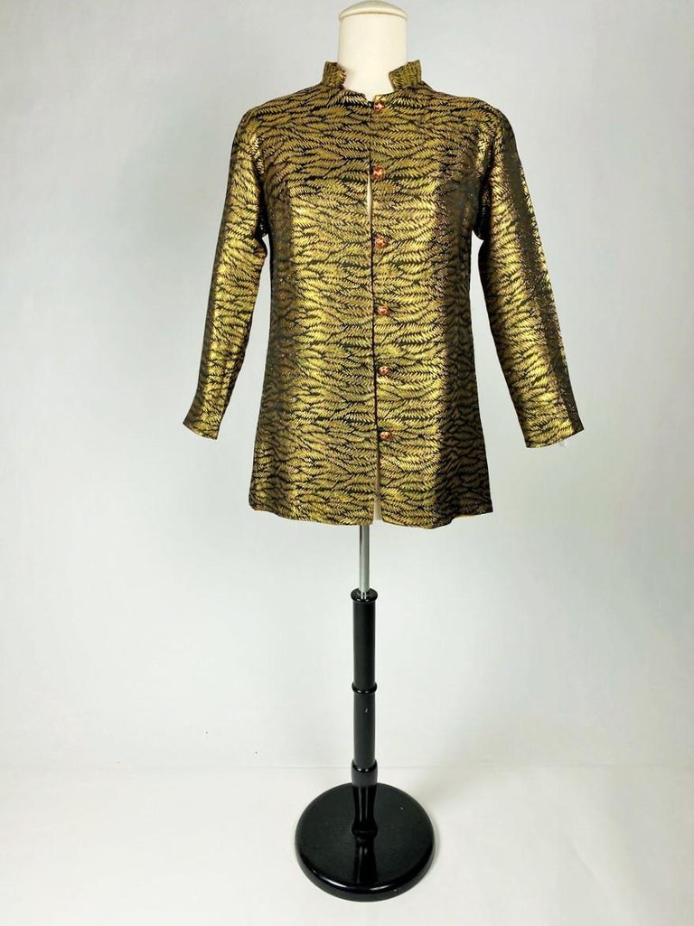 A Gold lamé and taffeta printed Modernist evening jacket -France Circa ...