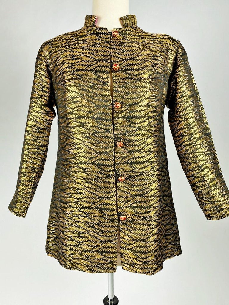 A Gold lamé and taffeta printed Modernist evening jacket -France Circa ...