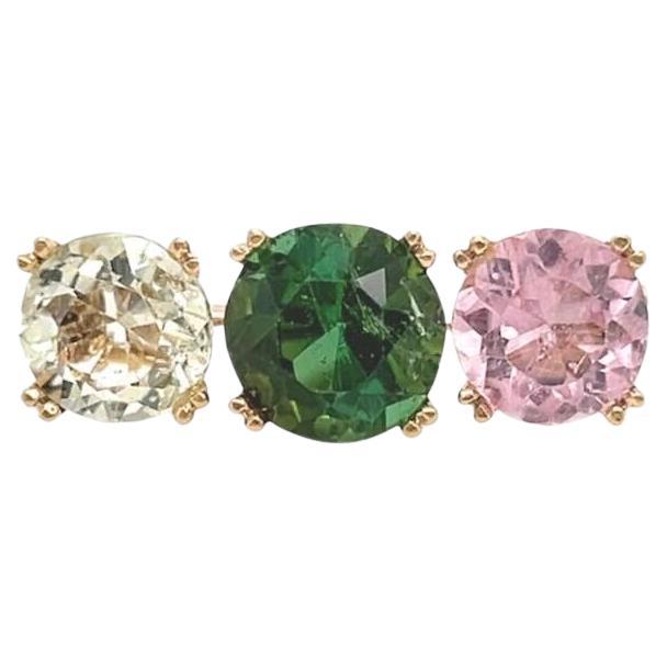 A Gold, Light Yellow Sapphire, Green Tourmaline and Pink Tourmaline ...
