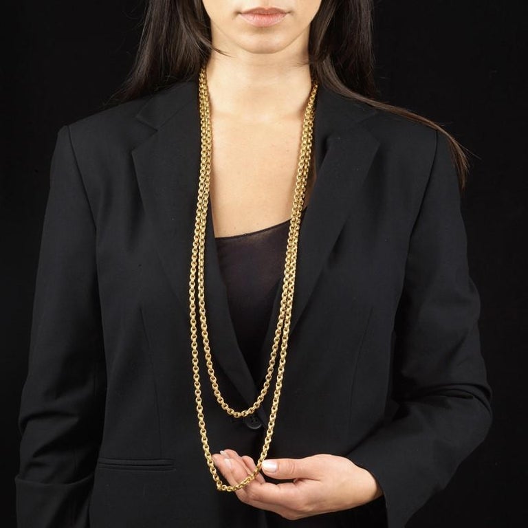 Antique Long and Heavy Gold Chain Necklace For Sale at 1stDibs