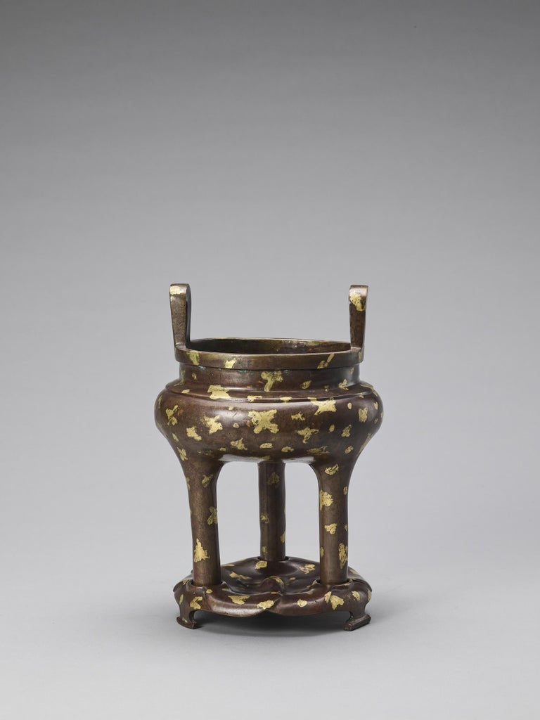 Gold-Splashed Bronze Tripod Censer with Xuande Mark, China, Qing ...