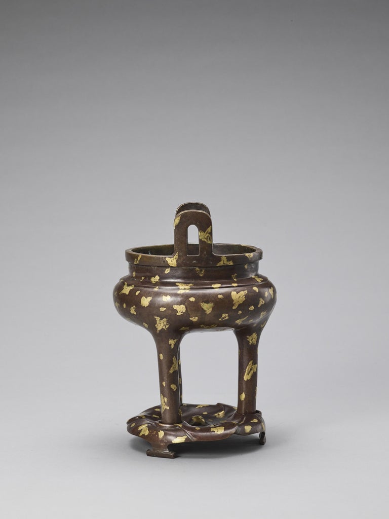 Gold-Splashed Bronze Tripod Censer with Xuande Mark, China, Qing ...
