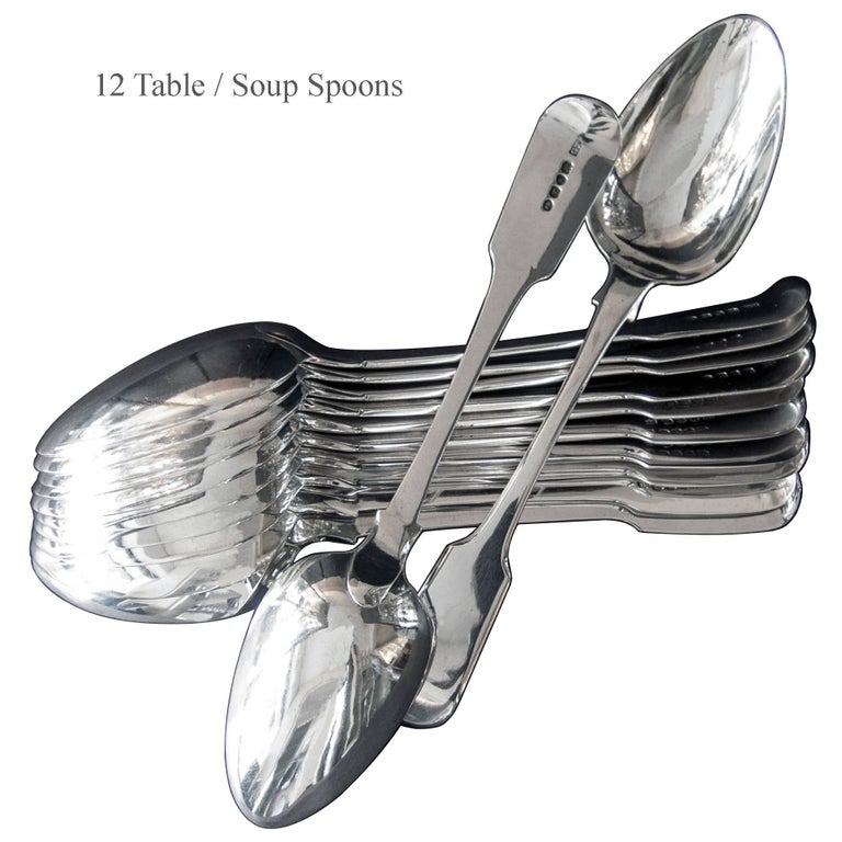 Good Antique 19th Century English Sterling Silver Fiddle Pattern ...