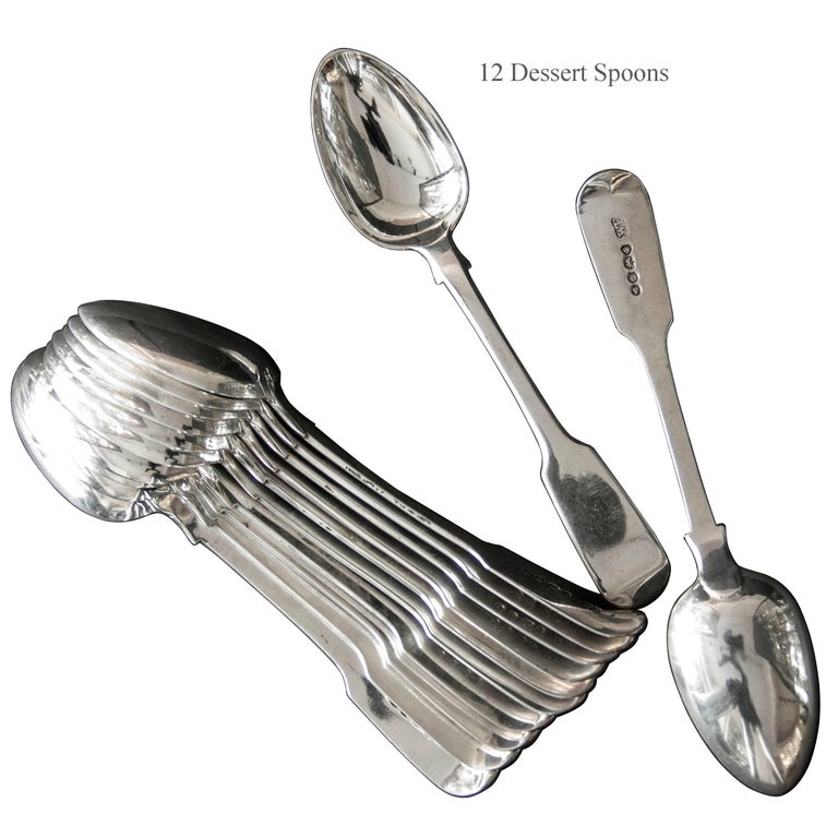 Good Antique 19th Century English Sterling Silver Fiddle Pattern ...