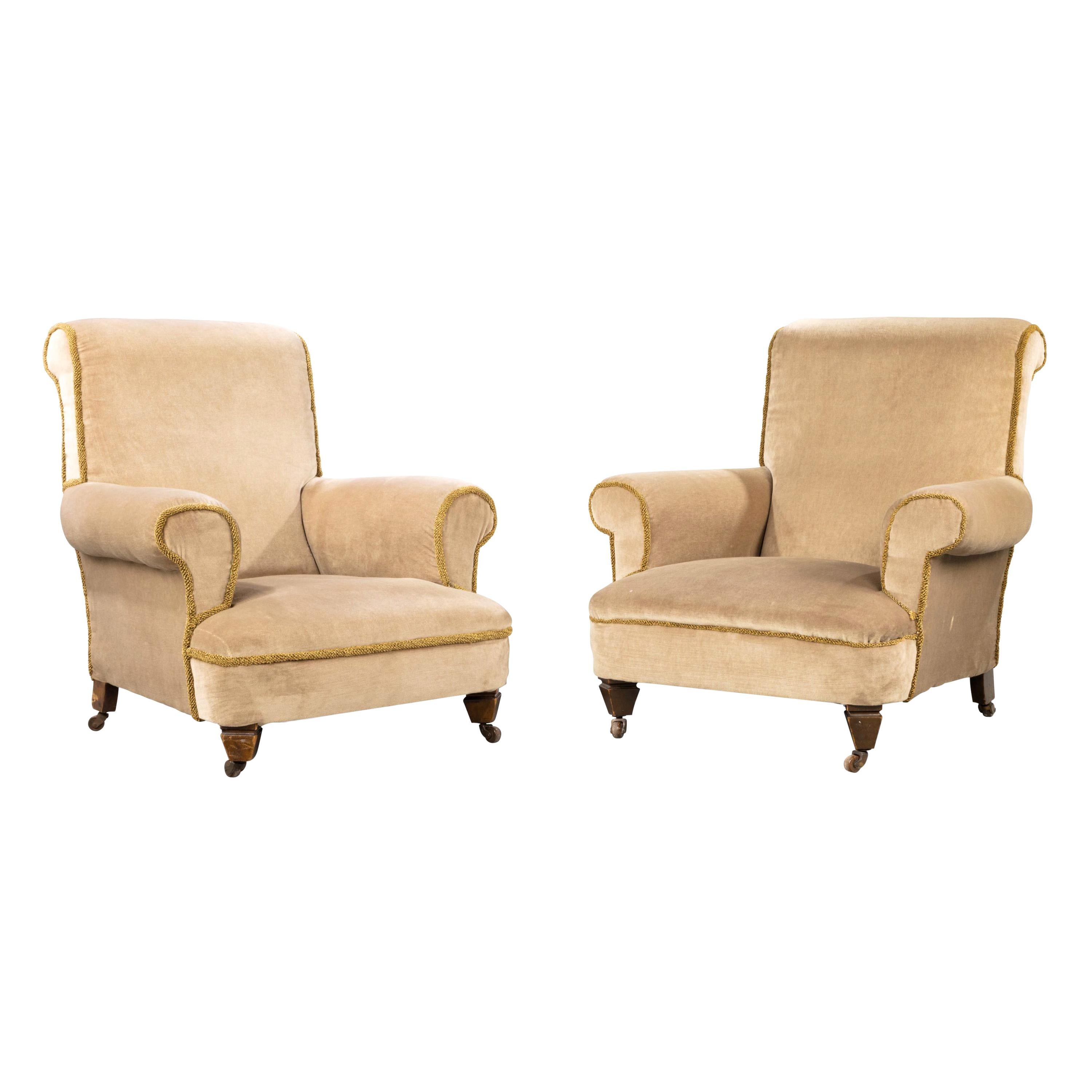 Pair of Mid-19th Century Grandfather Chairs with Cabochon Leaf Panels ...