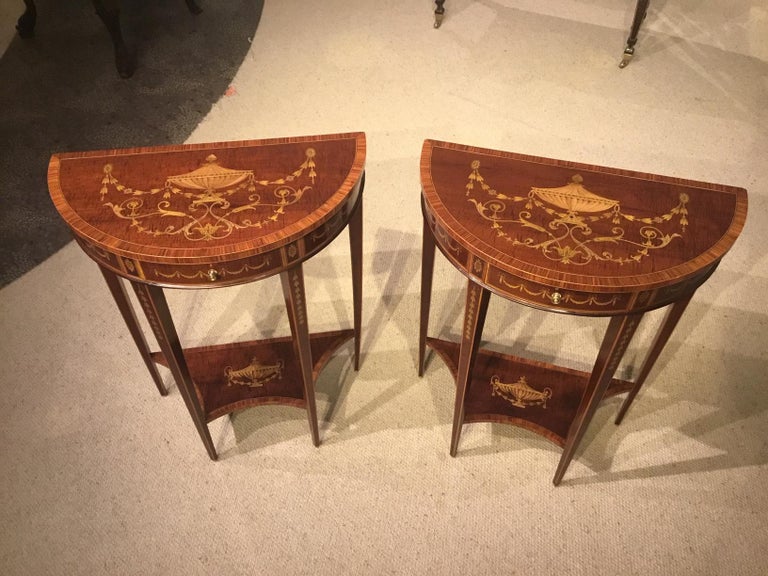 Good Pair of Sheraton Designed Demi Lune Pier Tables For Sale at 1stDibs