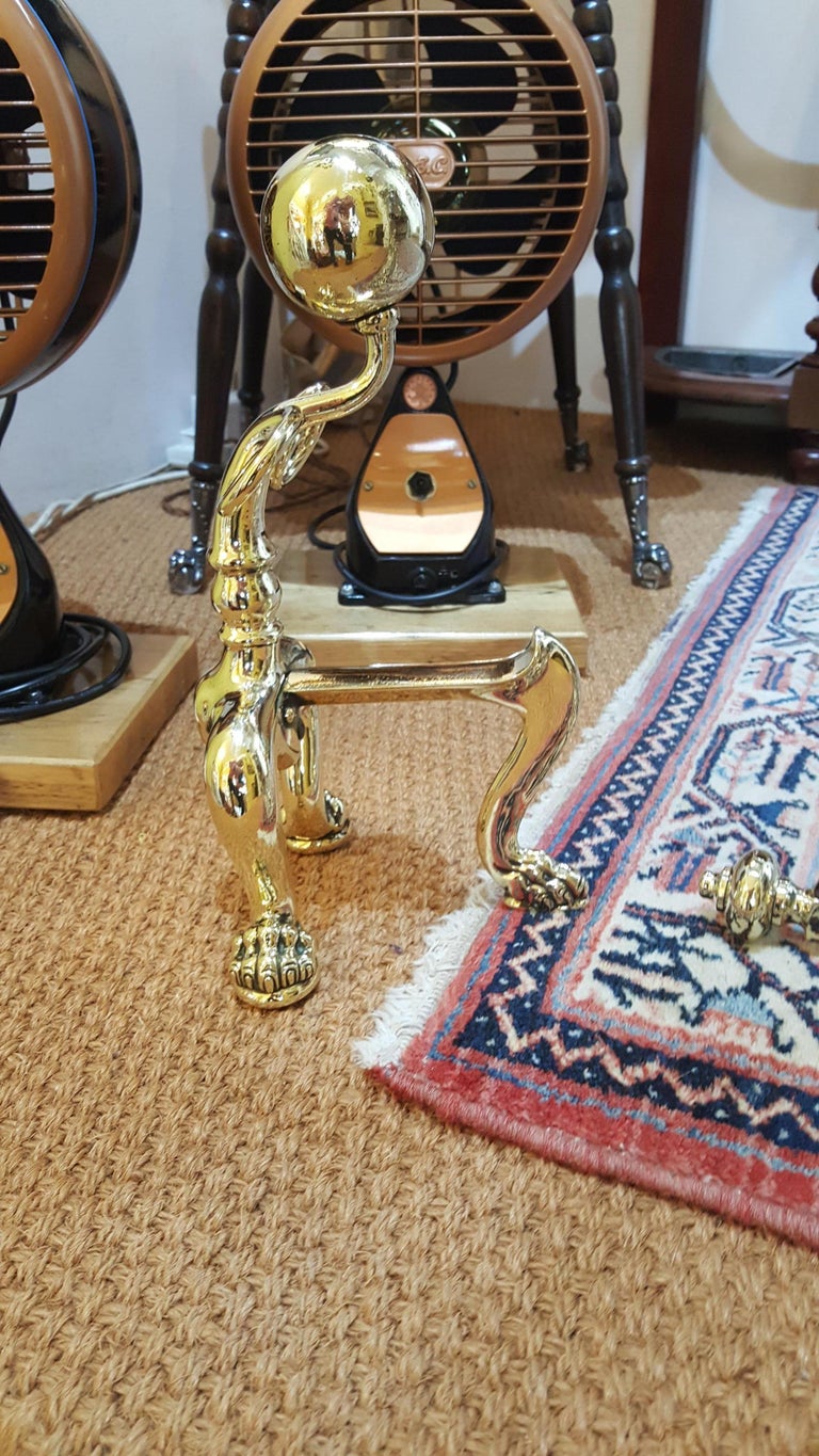 Good Pair of Victorian Brass Fire Dogs For Sale at 1stDibs