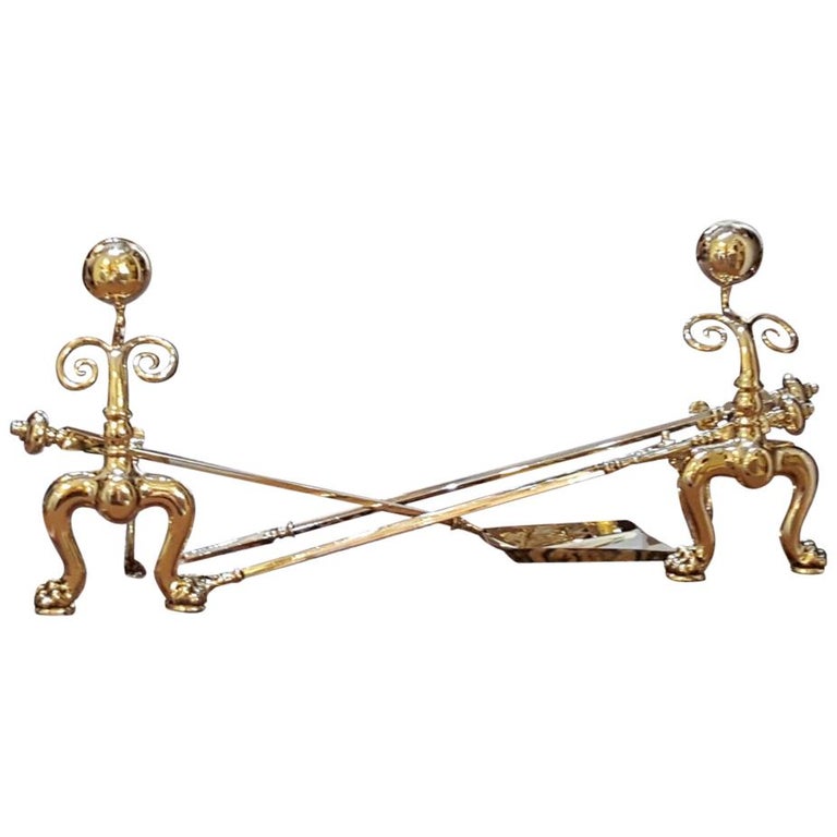 Good Pair of Victorian Brass Fire Dogs For Sale at 1stDibs