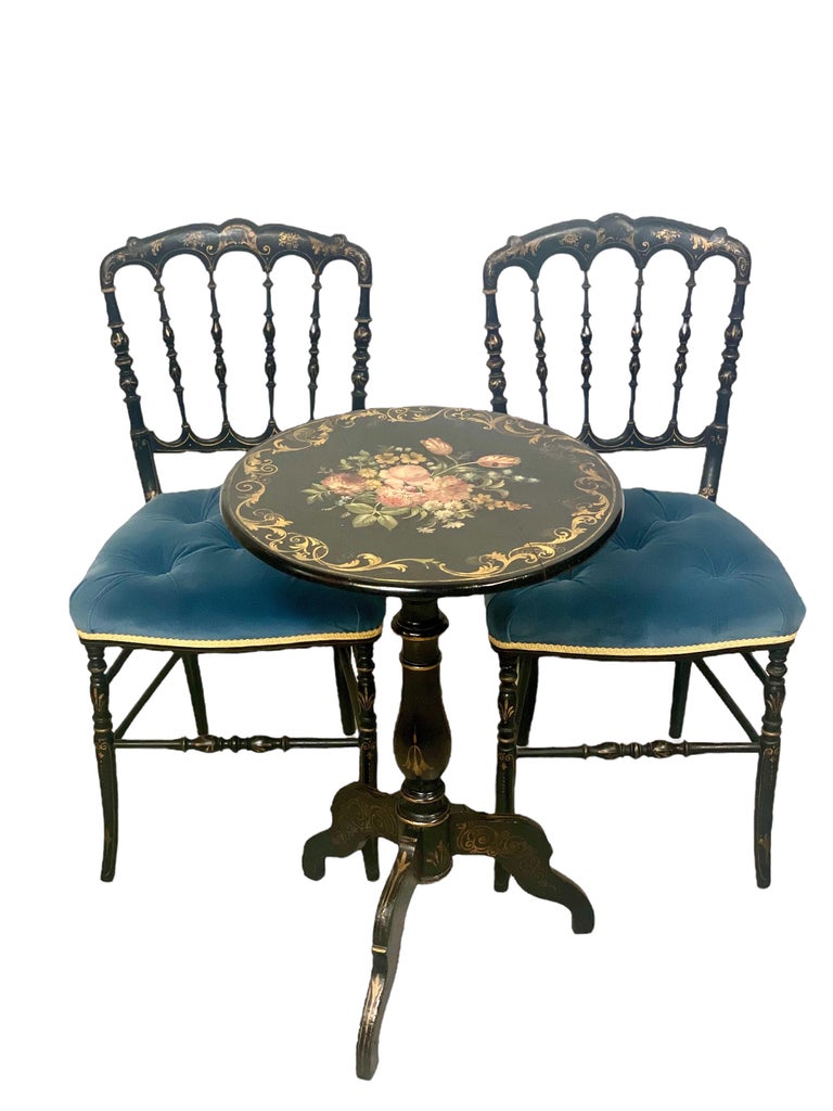 Pair of 19th Century Napoleon III Opera Chairs in Ebonized Wood For ...
