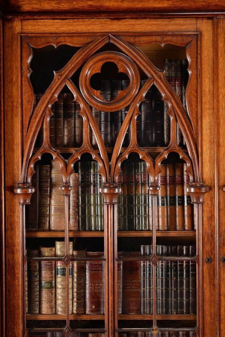 Exceptional and Exquisite Gothic Revival Pugin Pollard Oak Cabinet Bookcase For Sale at 1stDibs ...