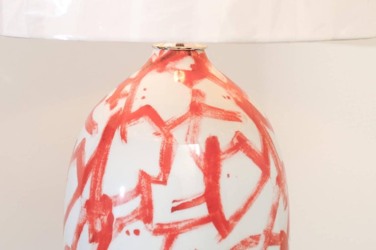 Graphic Pair of Large-Scale Ceramic Vessels as Custom Lamps For Sale at ...