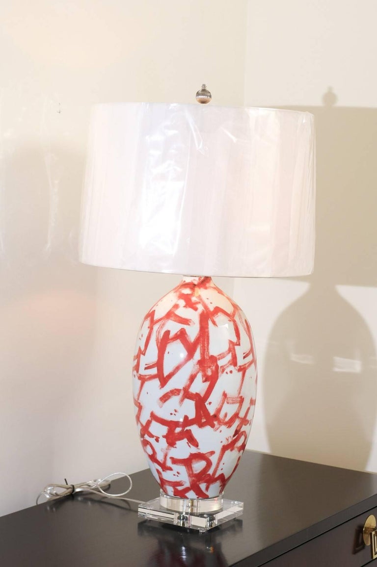 Graphic Pair of Large-Scale Ceramic Vessels as Custom Lamps For Sale at ...