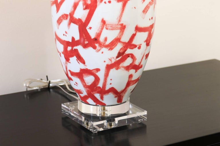 Graphic Pair of Large-Scale Ceramic Vessels as Custom Lamps For Sale at ...