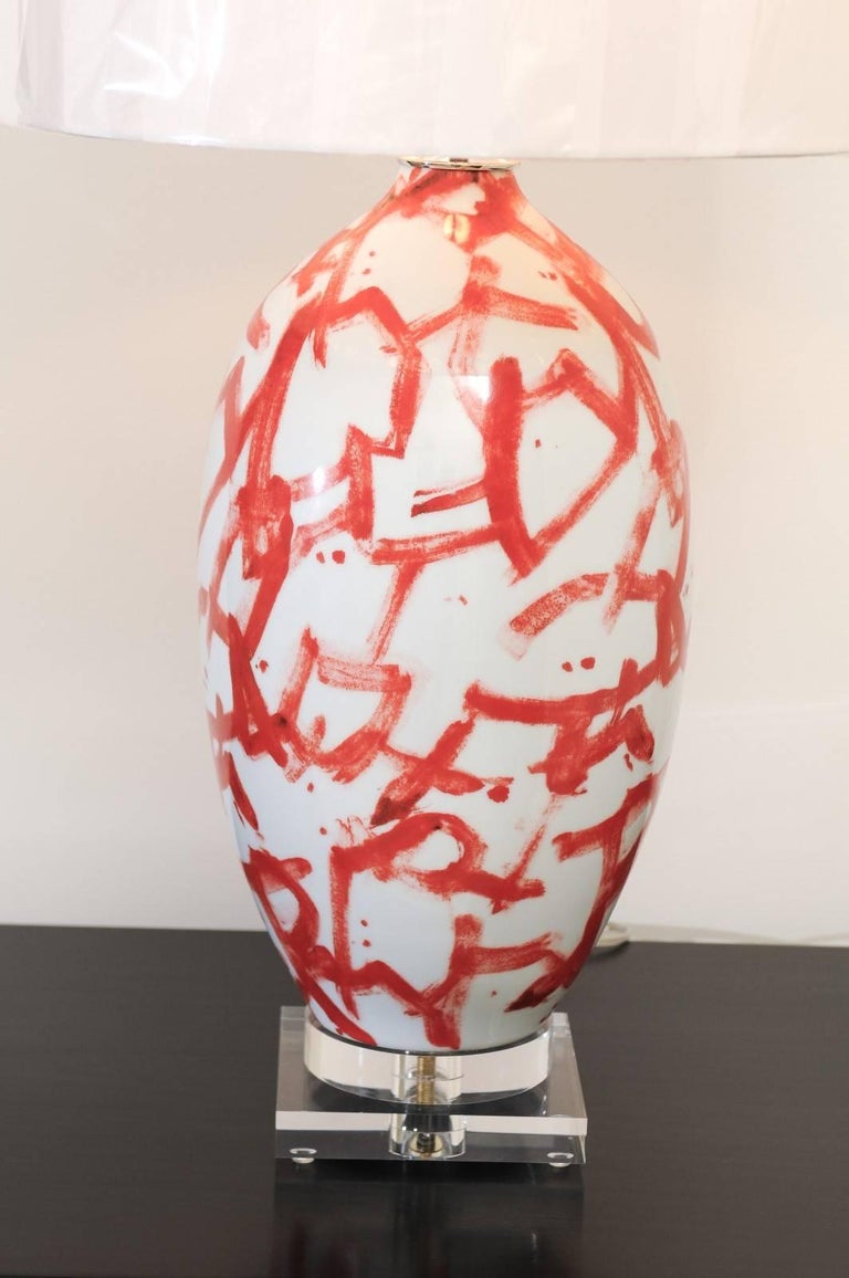 Graphic Pair of Large-Scale Ceramic Vessels as Custom Lamps For Sale at ...