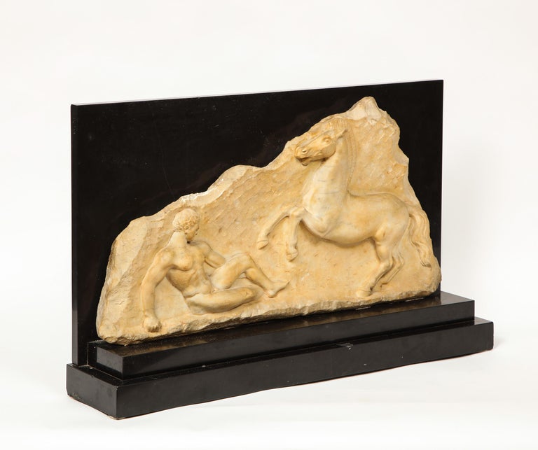 Greek "Parthenon" Marble Frieze Panel, Depicting a Man and Horse at 1stDibs