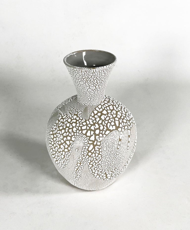 Group of 3 White Mottled Glazed Ceramic Vessels, Daric Harvie at 1stDibs