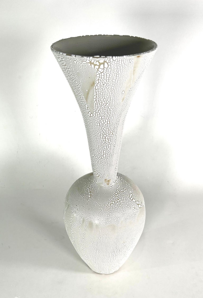 Group of 3 White Mottled Glazed Ceramic Vessels, Daric Harvie at 1stDibs