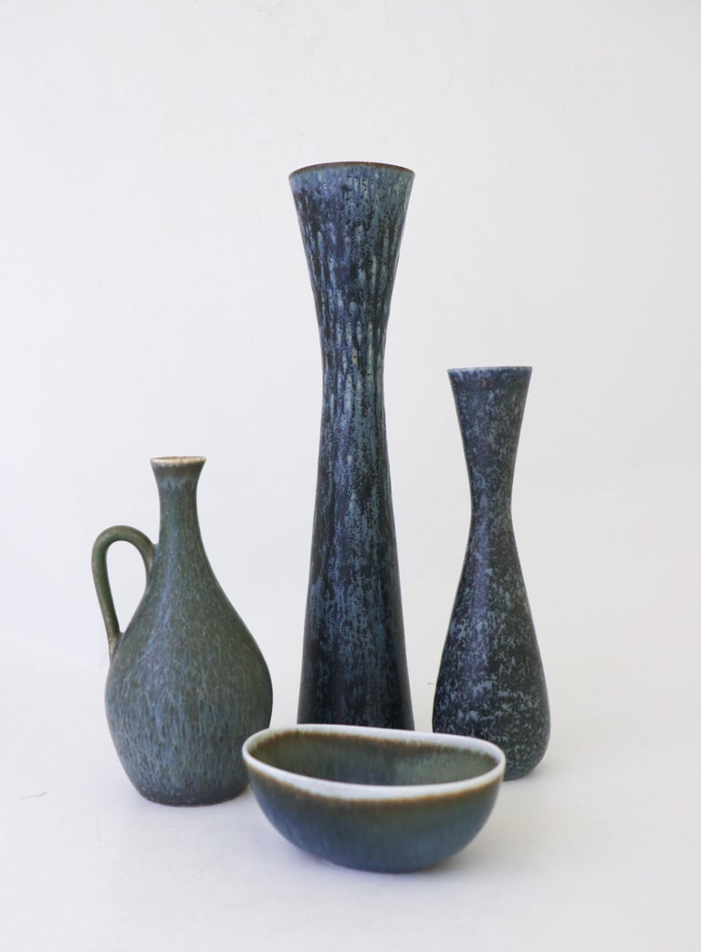 Group of 4 Blue Vases, Rörstrand Carl-Harry Stålhane, Mid-Century ...