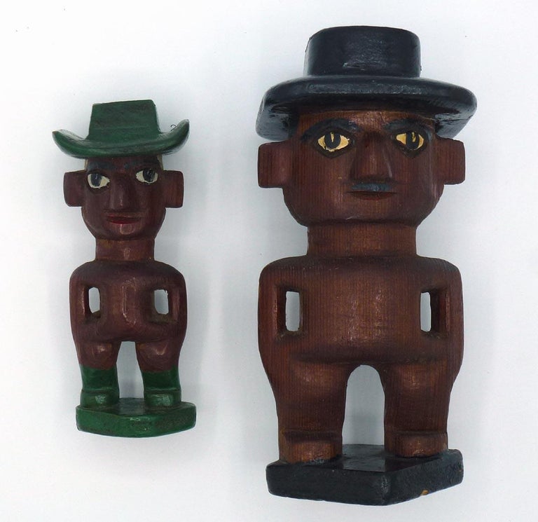 Group of Three Western Figures Carved by the Same Maker. Each in ...