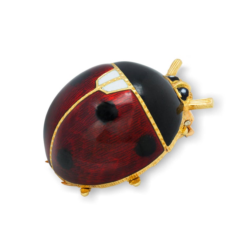 Guilloché Enamel Ladybird Brooch For Sale at 1stDibs