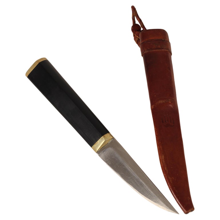 Hackman Finland Tapio Wirkkala Edelstahl-Puukko-Messer mit Ledermantel ...