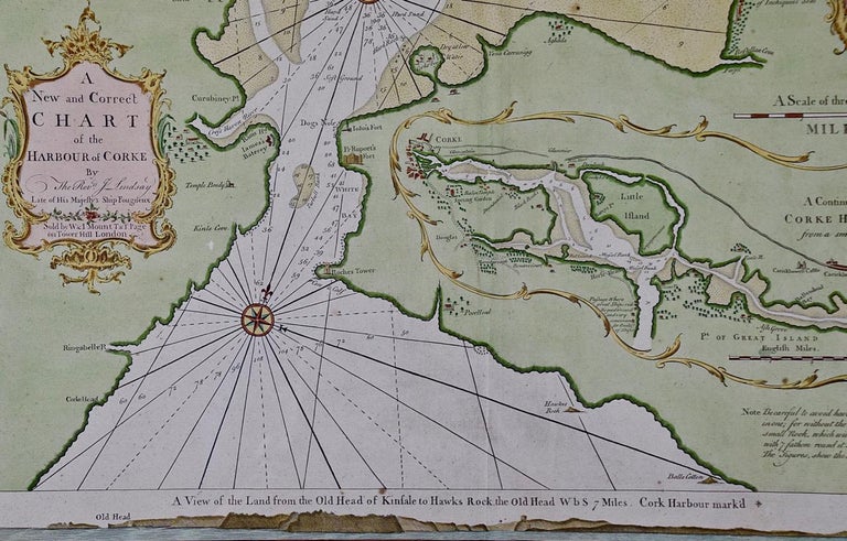 Hand-Colored 18th Century Sea Chart of Cork, Ireland by Reverend J ...