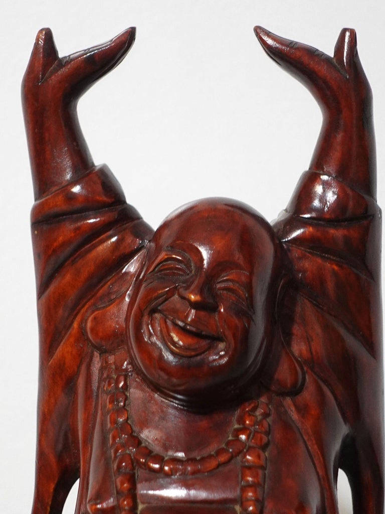 Hands Up Carved Wood Happy Buddha For Sale at 1stDibs | buddha hands up