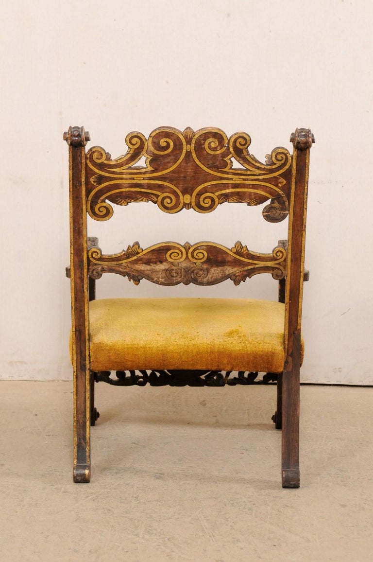 Handsome 18th C Italian Baroque Arm Chair with Intricately Carved ...