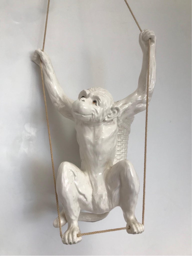 Hanging Ceramic Monkey Planter by Fits and Floyd, 1976 For Sale at 1stDibs