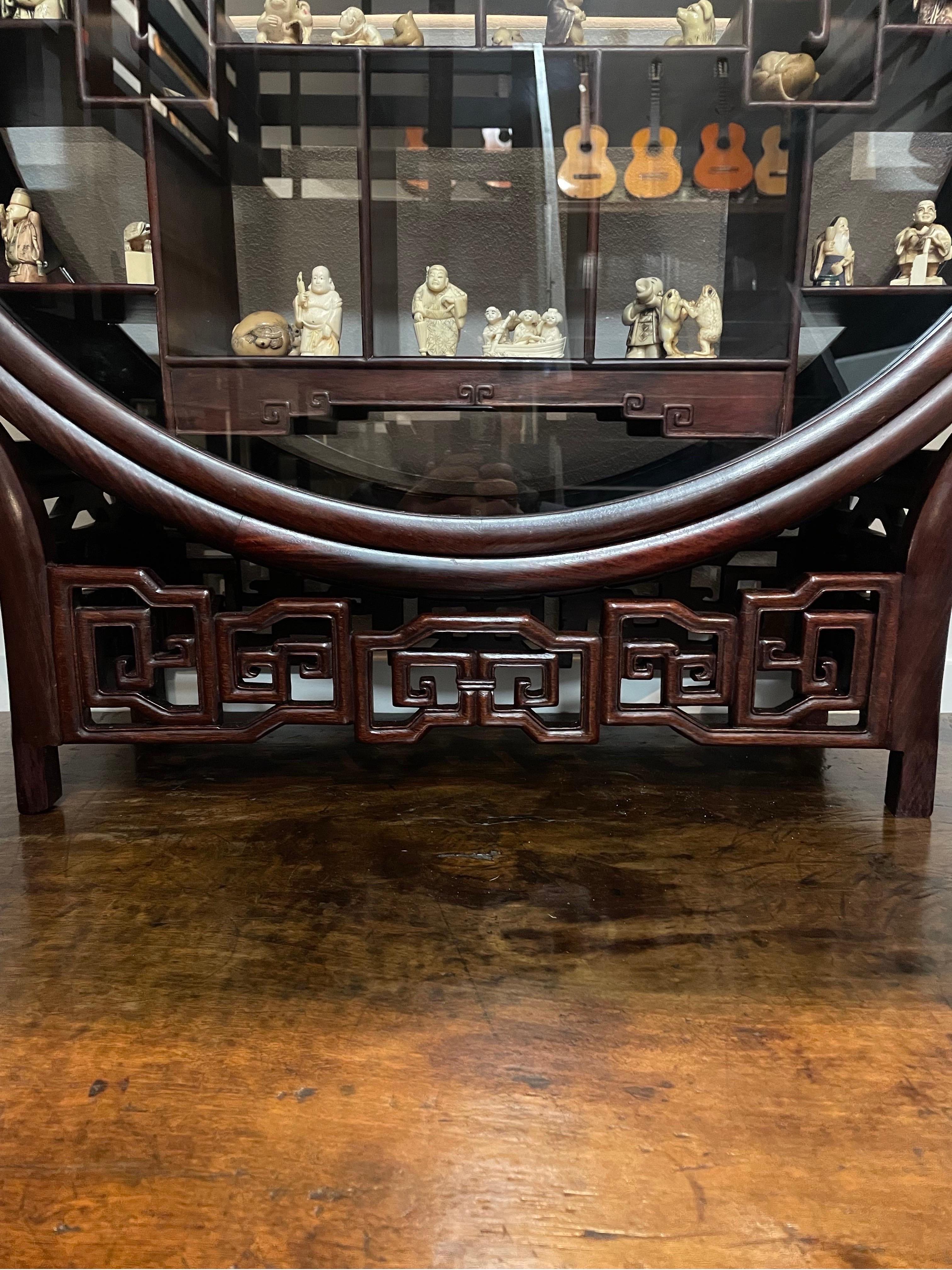 A Hardwood Moon Shape Display Cabinet, 20th century For Sale at 1stDibs