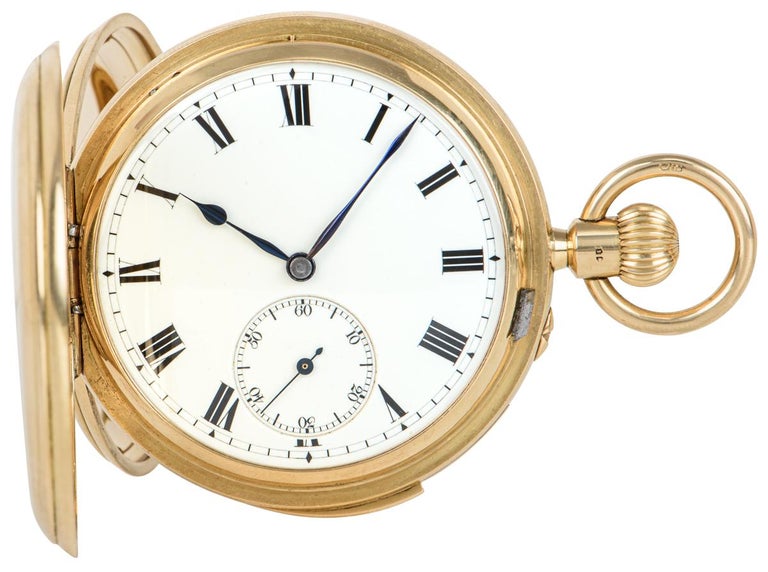 Heavy English 18ct Yellow Gold Full Hunter Keyless Lever Minute ...