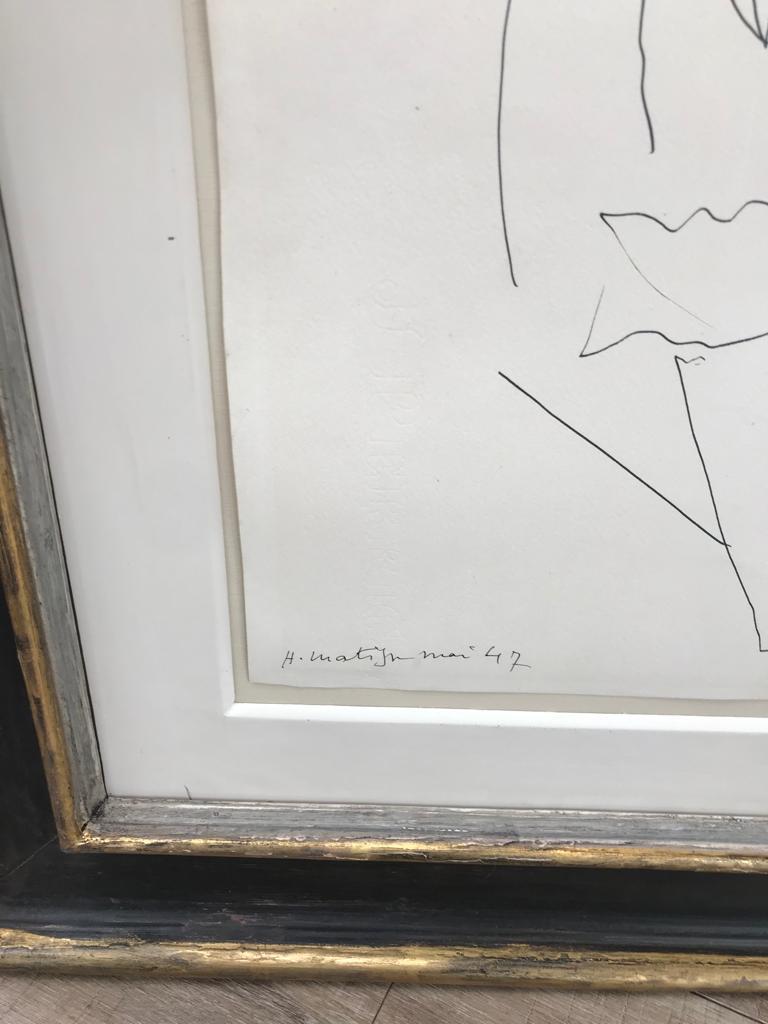 Henri Matisse Ink Drawing of Two Women and a Vase of Flowers For Sale ...