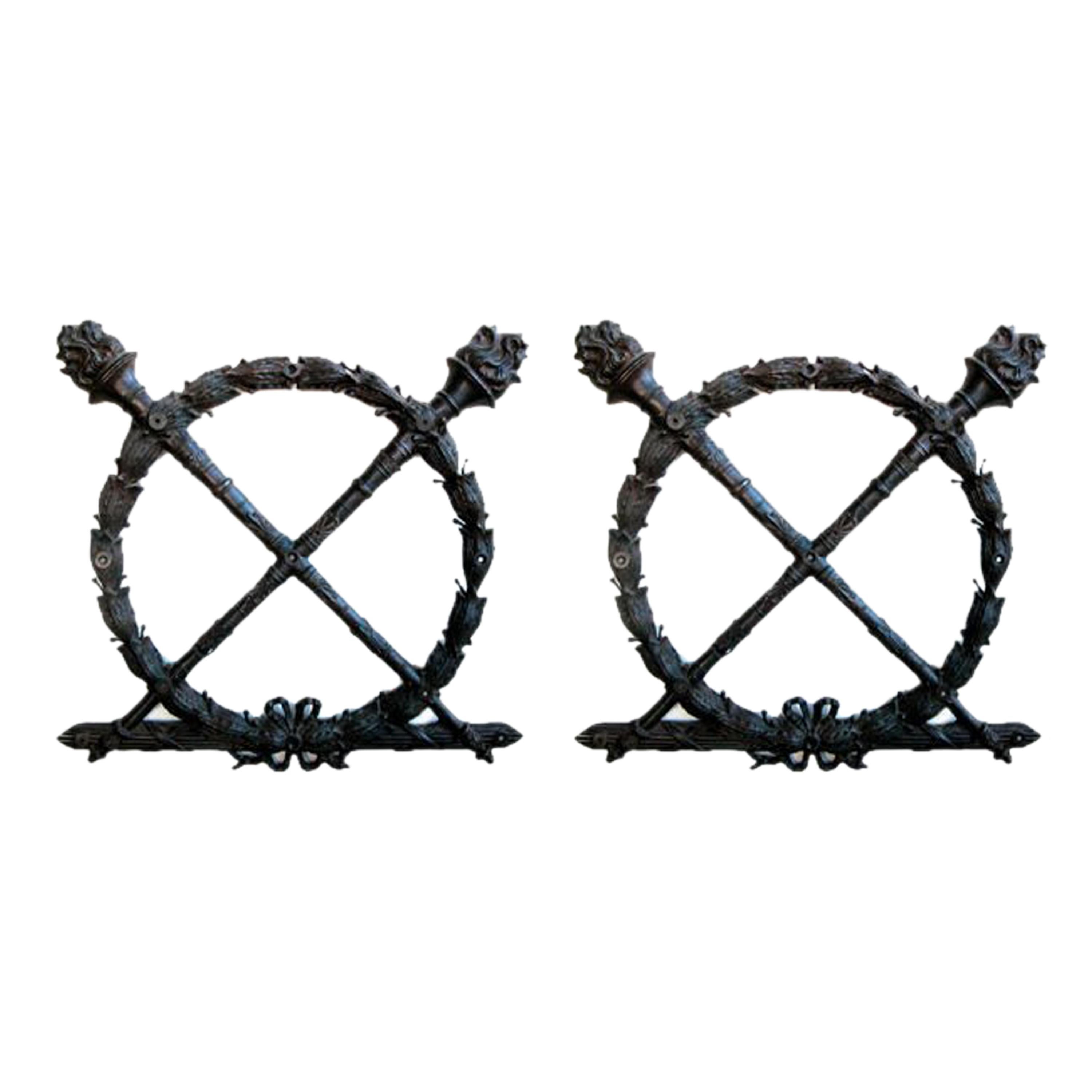 A Heraldic Pair of French Louis XVI Style Bronze Laurel Wreaths at 1stDibs