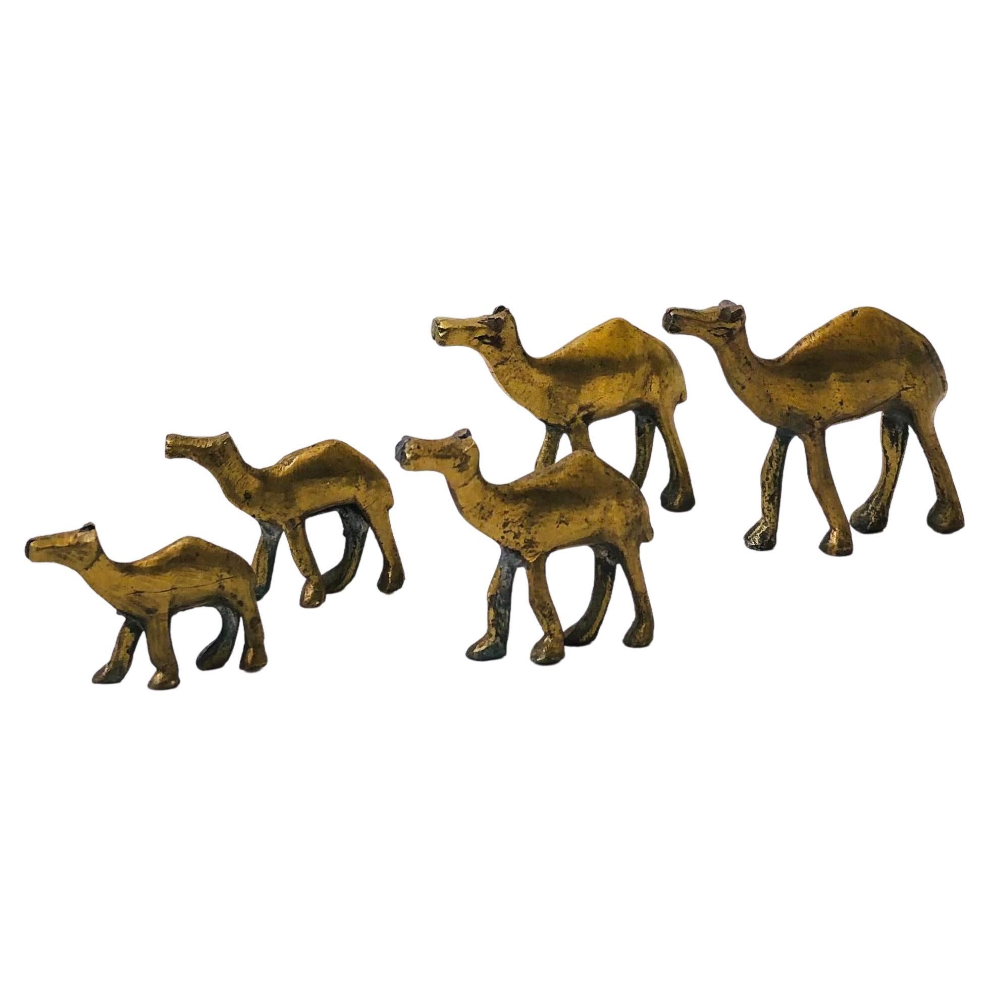 A Herd of Vintage Brass Camels - Set of 5 For Sale at 1stDibs