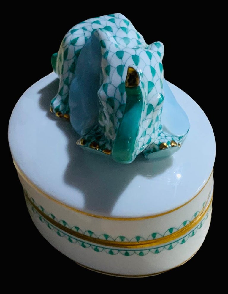 Herend Porcelain Hand Painted Elephant Trinket Box at 1stDibs