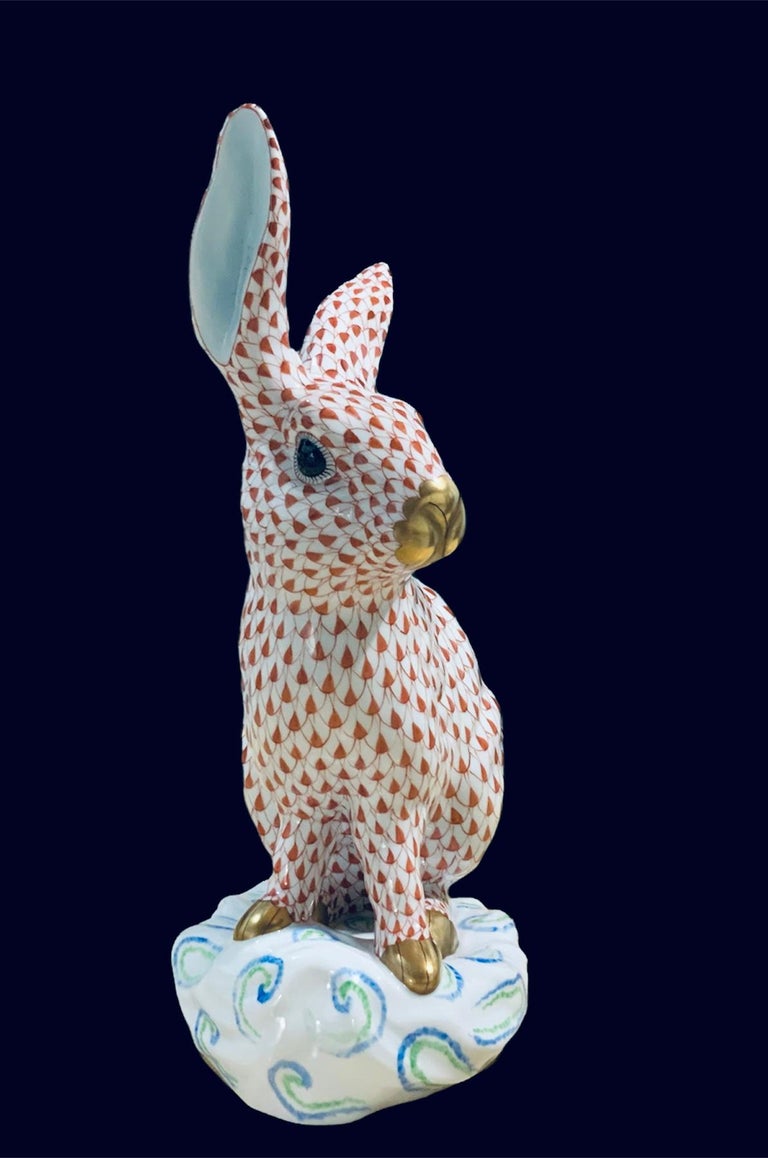 Herend Porcelain Hand Painted Large Rabbit For Sale at 1stDibs