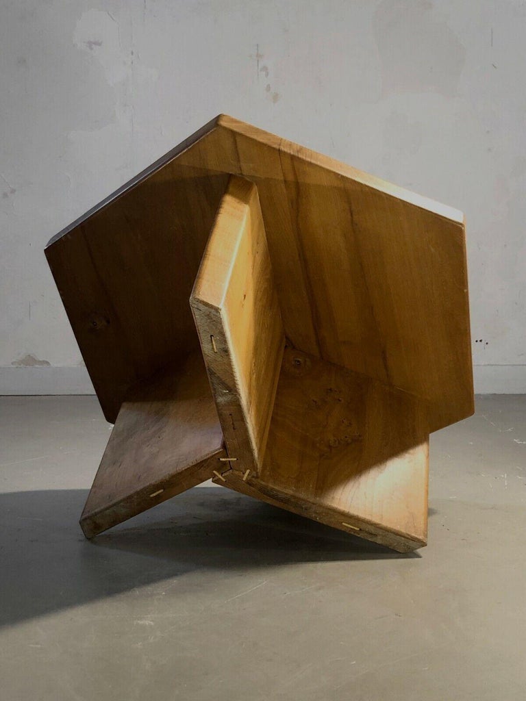 Hexagonal Coffee Table in Massive Elm by Maison Regain, France, 1950 ...