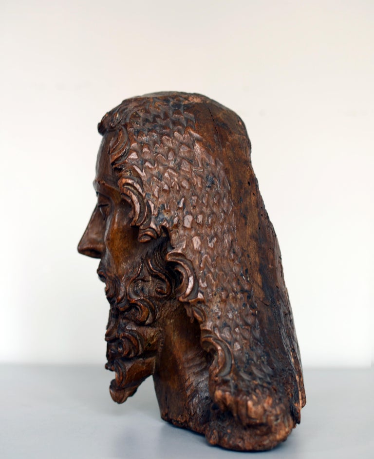 High Gothic French Iberian Wooden Bust of Saint John the Baptist For ...