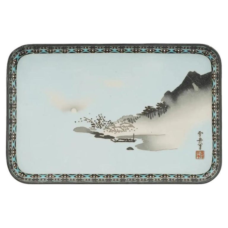 High Quality Japanese Wireless Cloisonné Serving Tray, Meiji Attributed ...