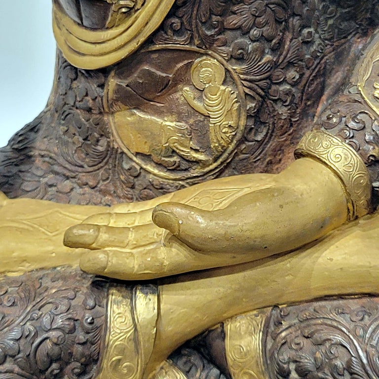High Quality Napalese Gilt, Patinated and Polychromed Buddha, Circa ...