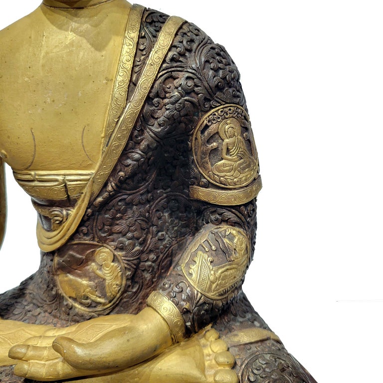 High Quality Napalese Gilt, Patinated and Polychromed Buddha, Circa ...
