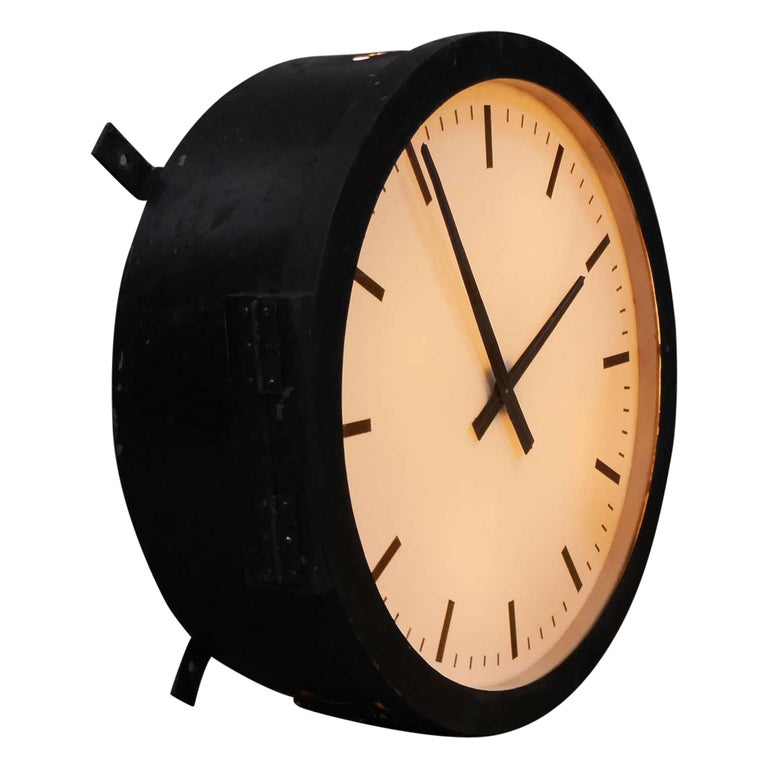 Huge Illuminated British Factory Clock at 1stDibs