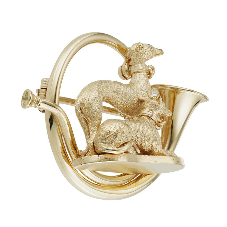 Hunting Themed Brooch For Sale at 1stDibs
