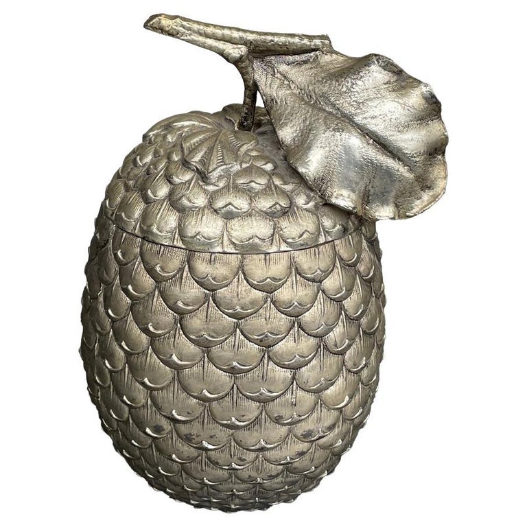 Italian Metal Acorn Ice Bucket by Mauro Manetti with Leaf Handle For ...