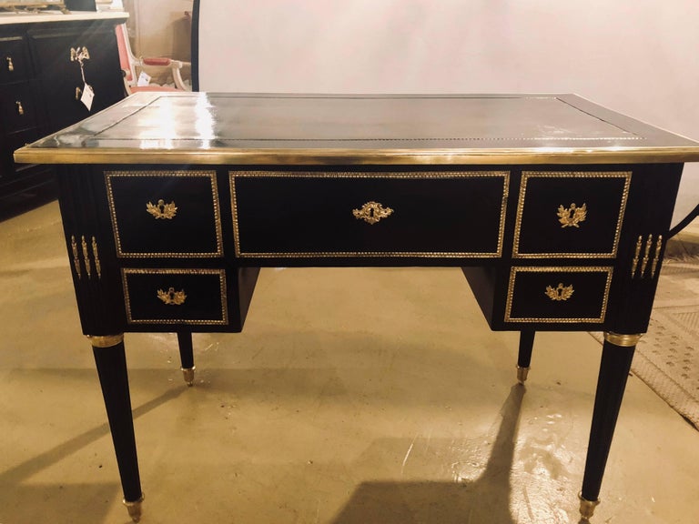 Jansen Styled Ebonized Bronze-Mounted Writing Office Desk Louis XVI ...