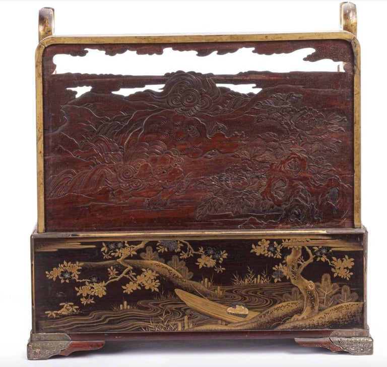Japanese Lacquer Sword Stand or Katana-Kake with Drawers For Sale at 1stDibs