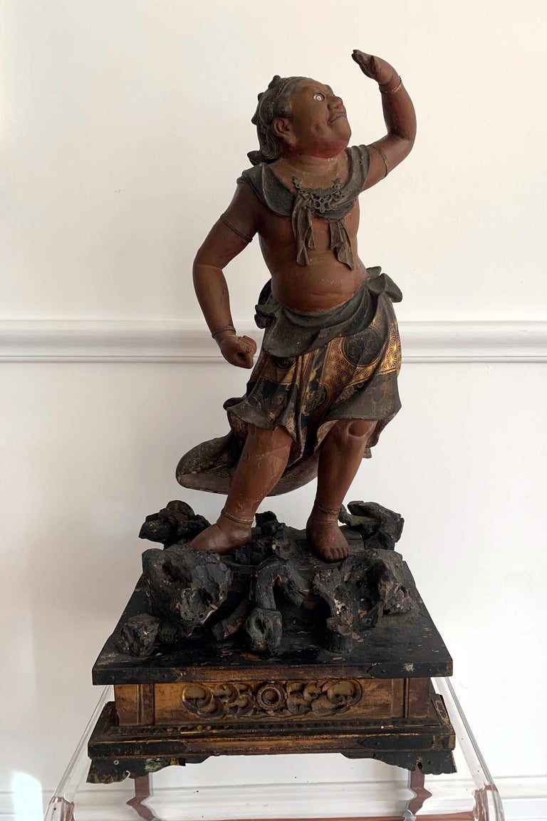 Japanese Lacquered and Gilt Wood Buddhism Statue from Edo Period For ...