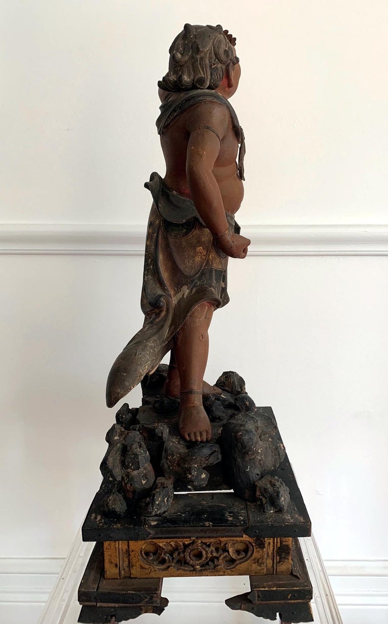 Japanese Lacquered and Gilt Wood Buddhism Statue from Edo Period For ...