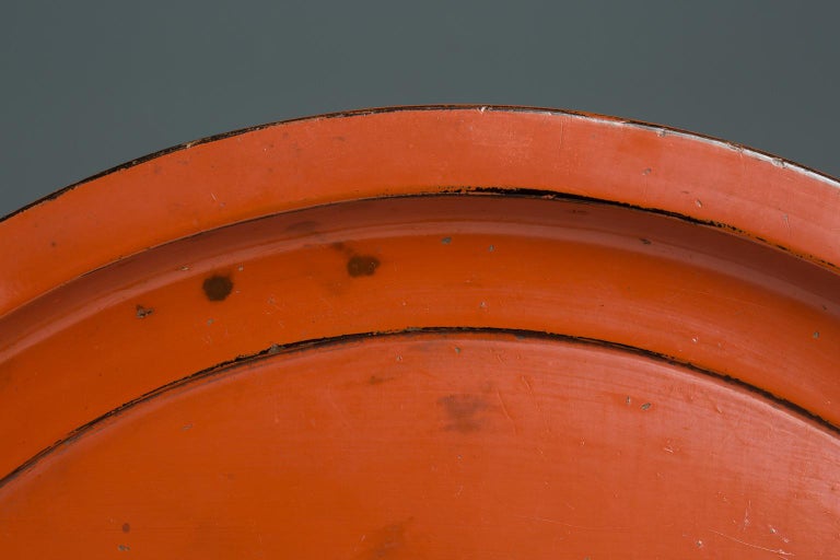 Japanese Large Negoro Lacquered Tray (Marubon), 17th Century at 1stDibs